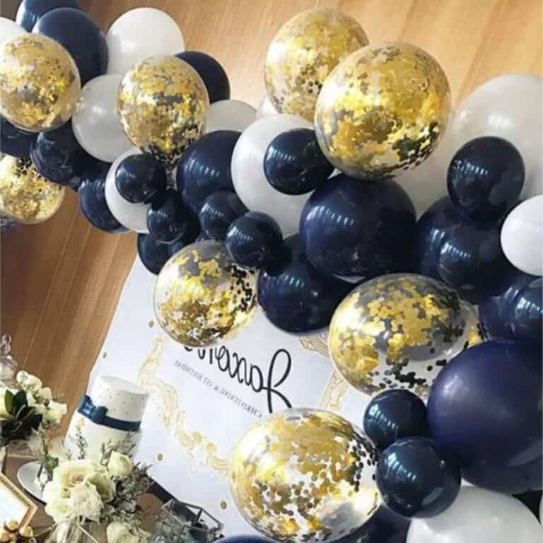 Navy Blue Mix Balloon Bouquet 8 Piece - Pretty Party Shop