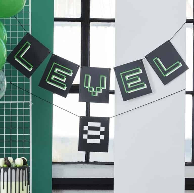 Level Up - Customization Age Black and Green Level Up Bunting - Pretty ...