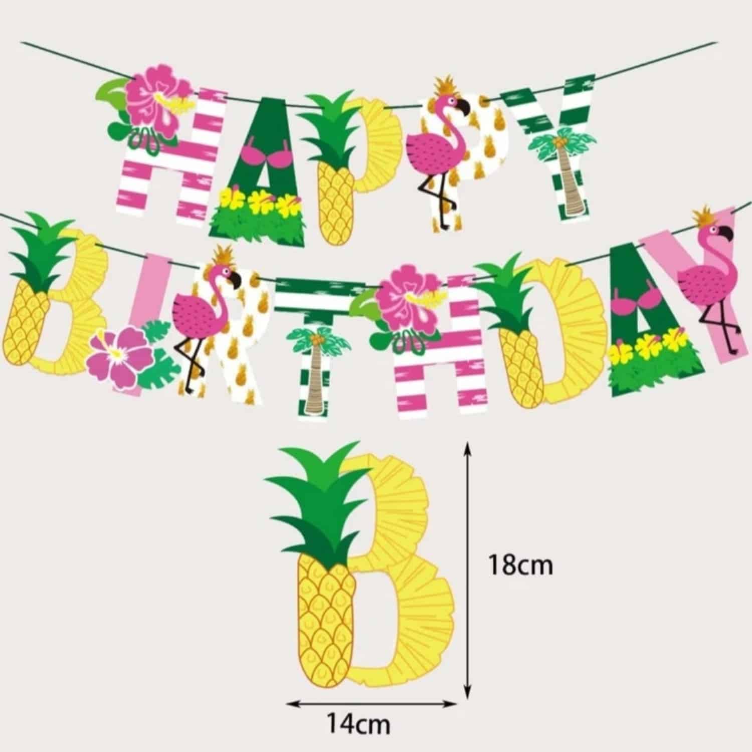 Tropical Happy Birthday Bunting - Pretty Party Shop