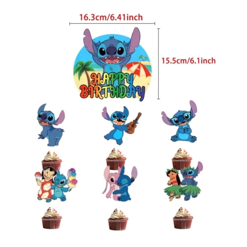 Stitch Cake and Cupcake Toppers-13 Piece - Pretty Party Shop