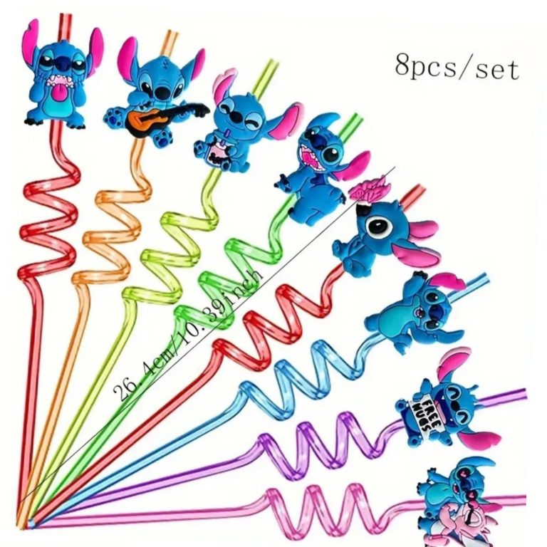 Stitch Party Favors-Reusable Straws-8-Piece - Pretty Party Shop