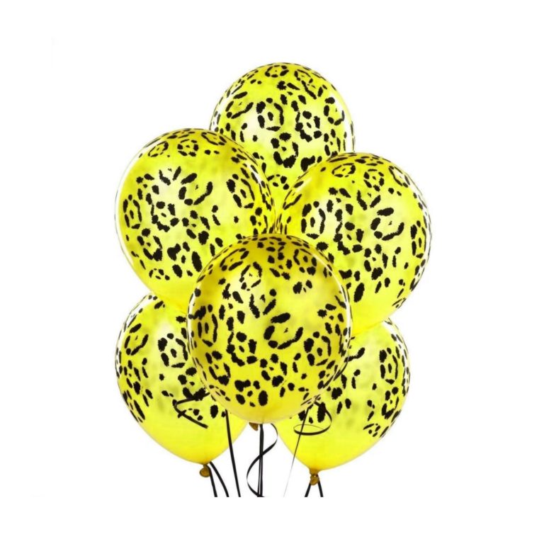 Leopard Skin Print Latex Balloons-10 Piece-Yellow - Pretty Party Shop