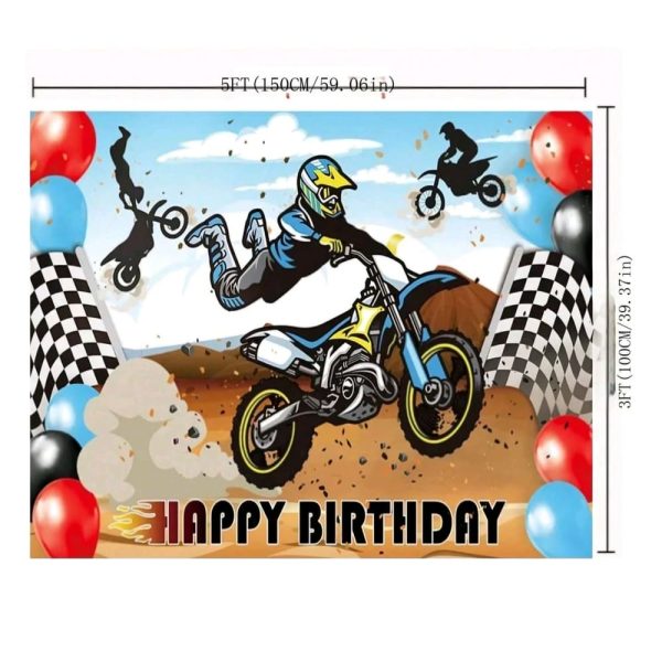 Motocross Happy Birthday Backdrop - Pretty Party Shop