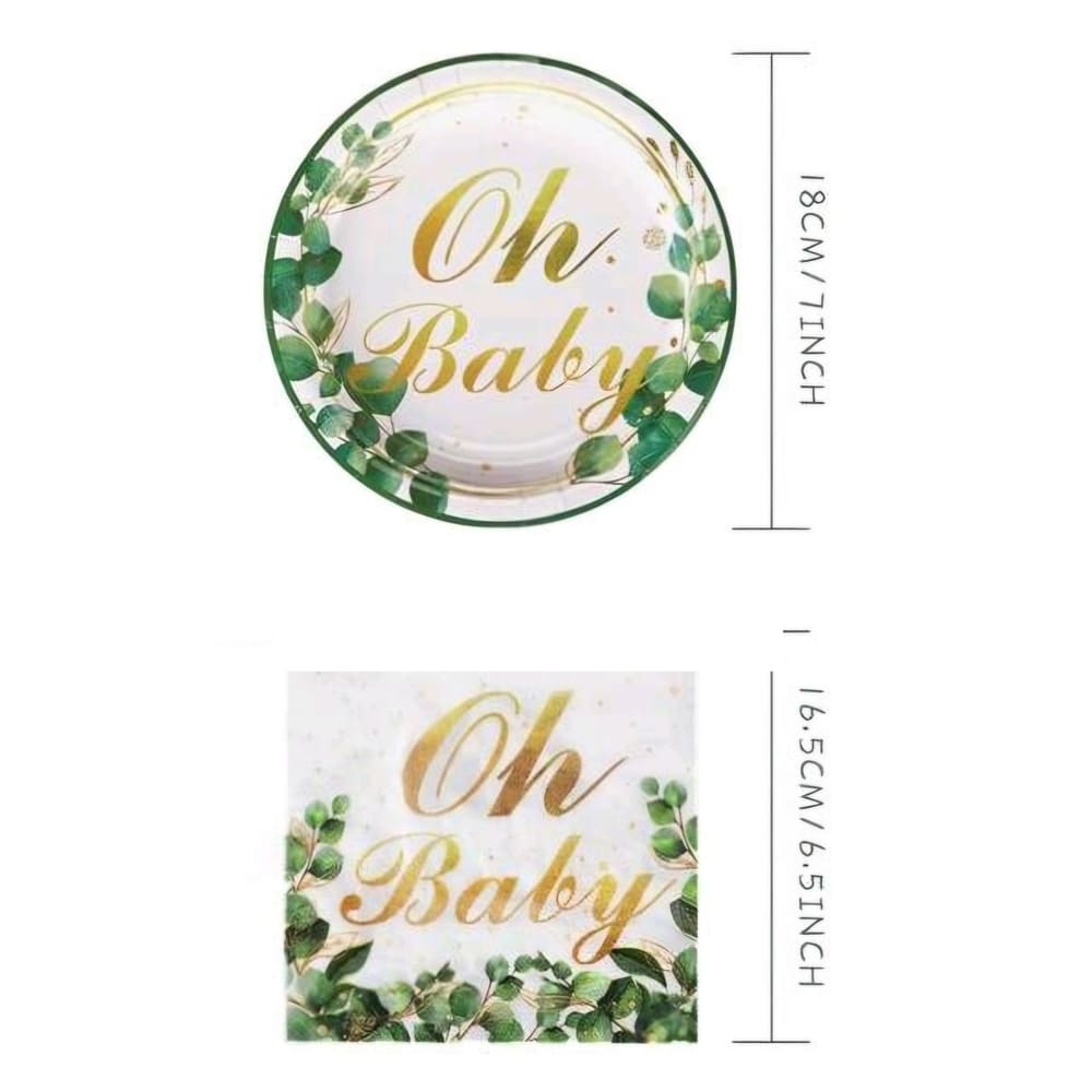 Botanical Baby Shower Tableware Set-24 Piece - Pretty Party Shop