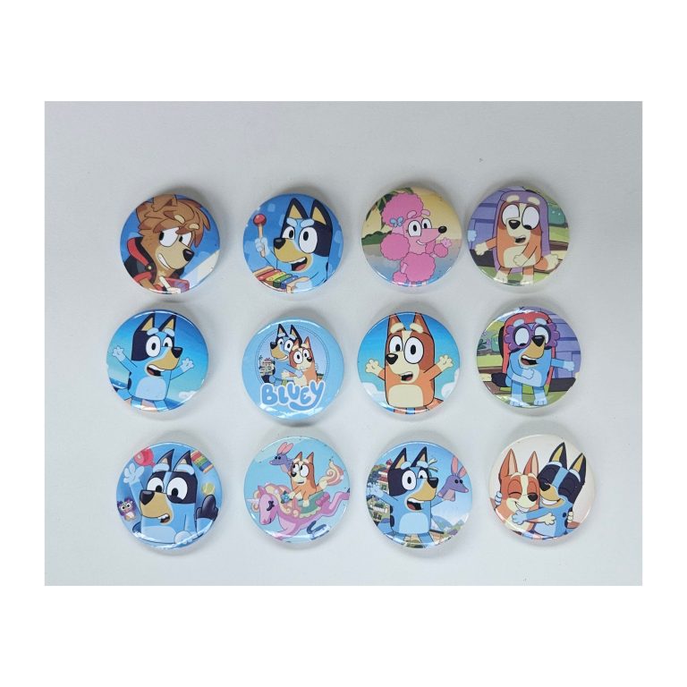 Bluey Party Button Badges-12 Piece - Pretty Party Shop