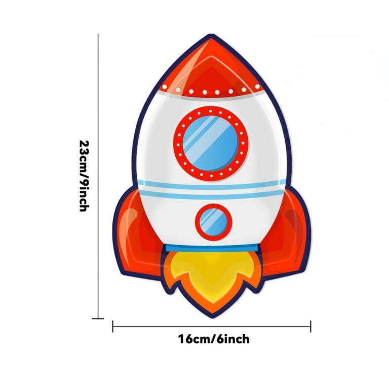 Space Rocket Shaped Paper Plates-10 Piece - Pretty Party Shop